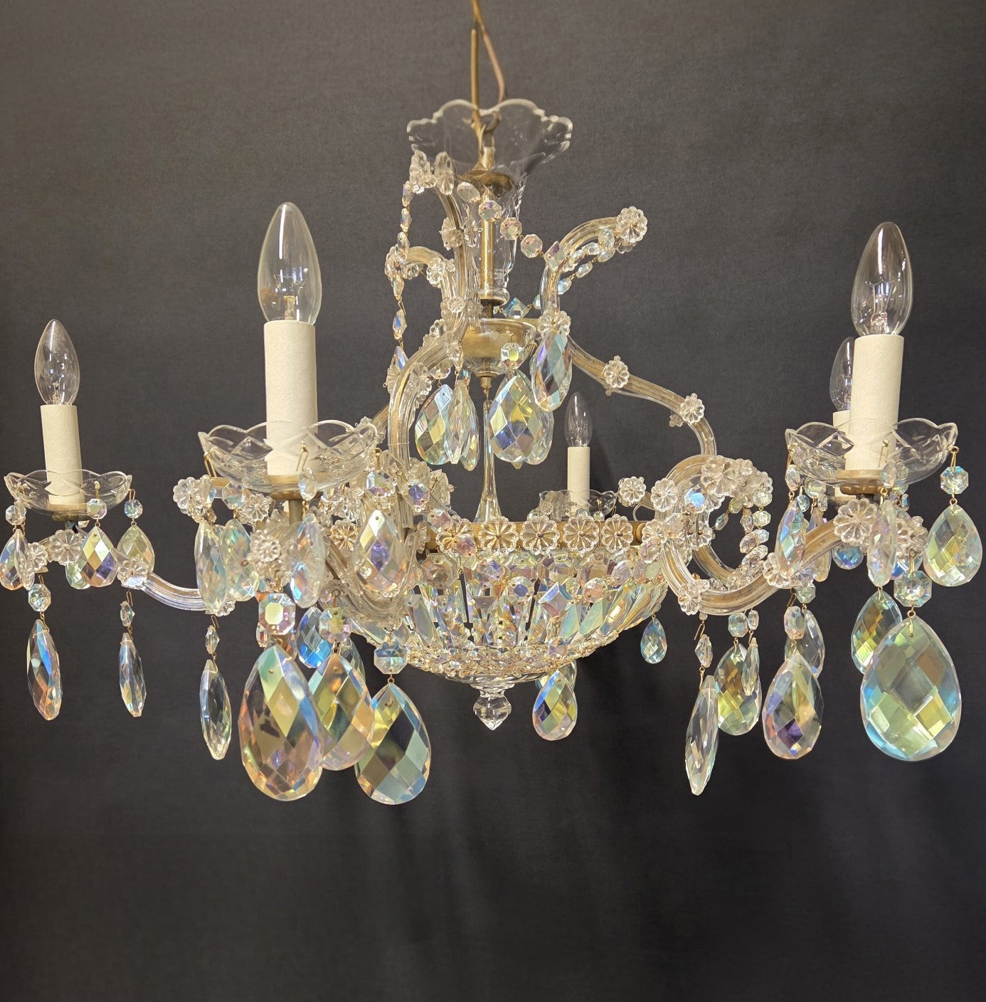 6-Arm Maria Theresa Chandelier, CA. 1950 – G & P Cohn Chandeliers